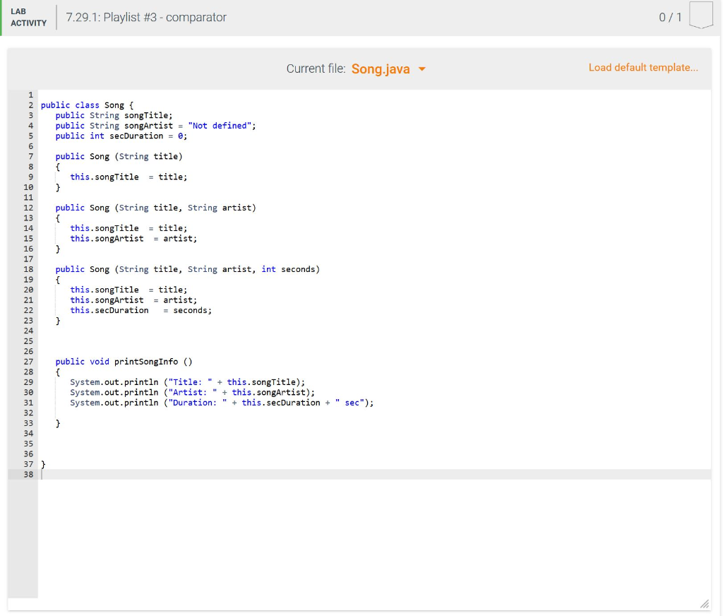 Solved 7.29 Playlist #3 - comparator Modyfy Java code as | Chegg.com
