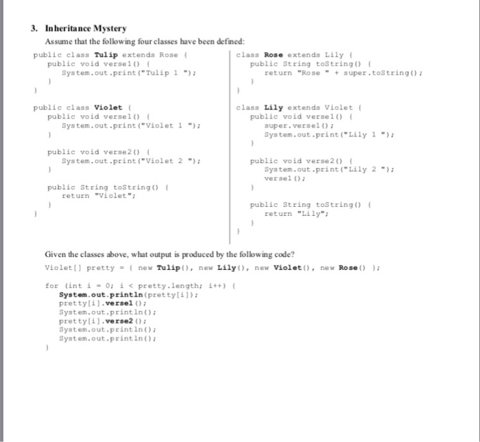 Solved 3. In heritance Mystery Assume that the following | Chegg.com