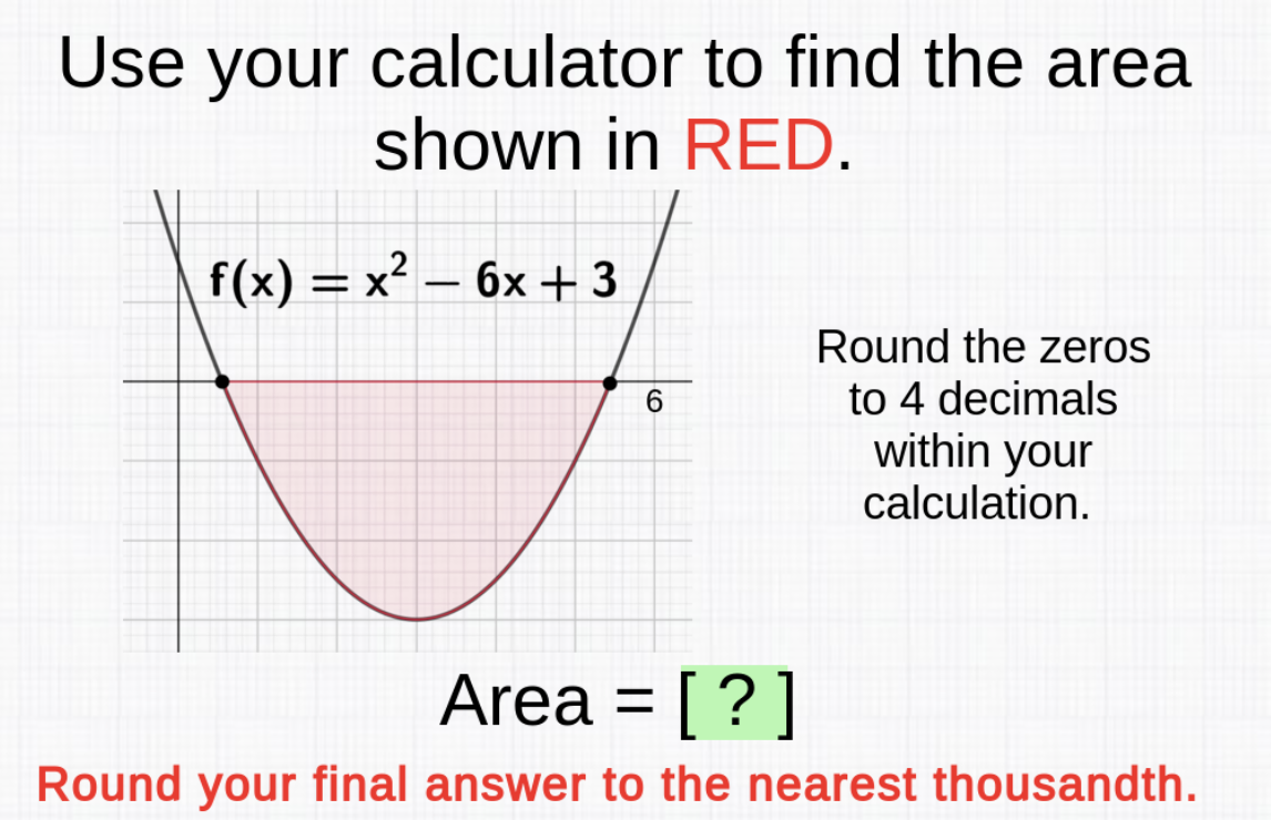 [Solved]: Use your calculator to find the area shown in RE
