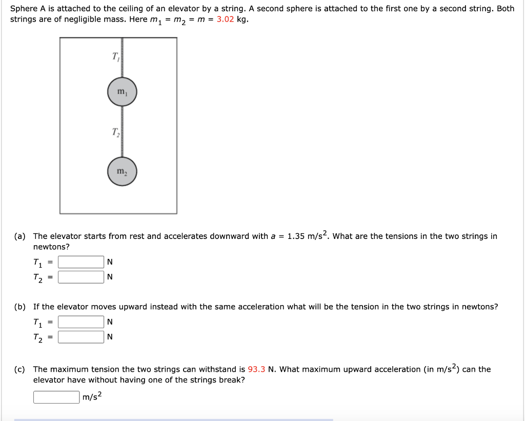 Solved Sphere A is attached to the ceiling of an elevator by | Chegg.com
