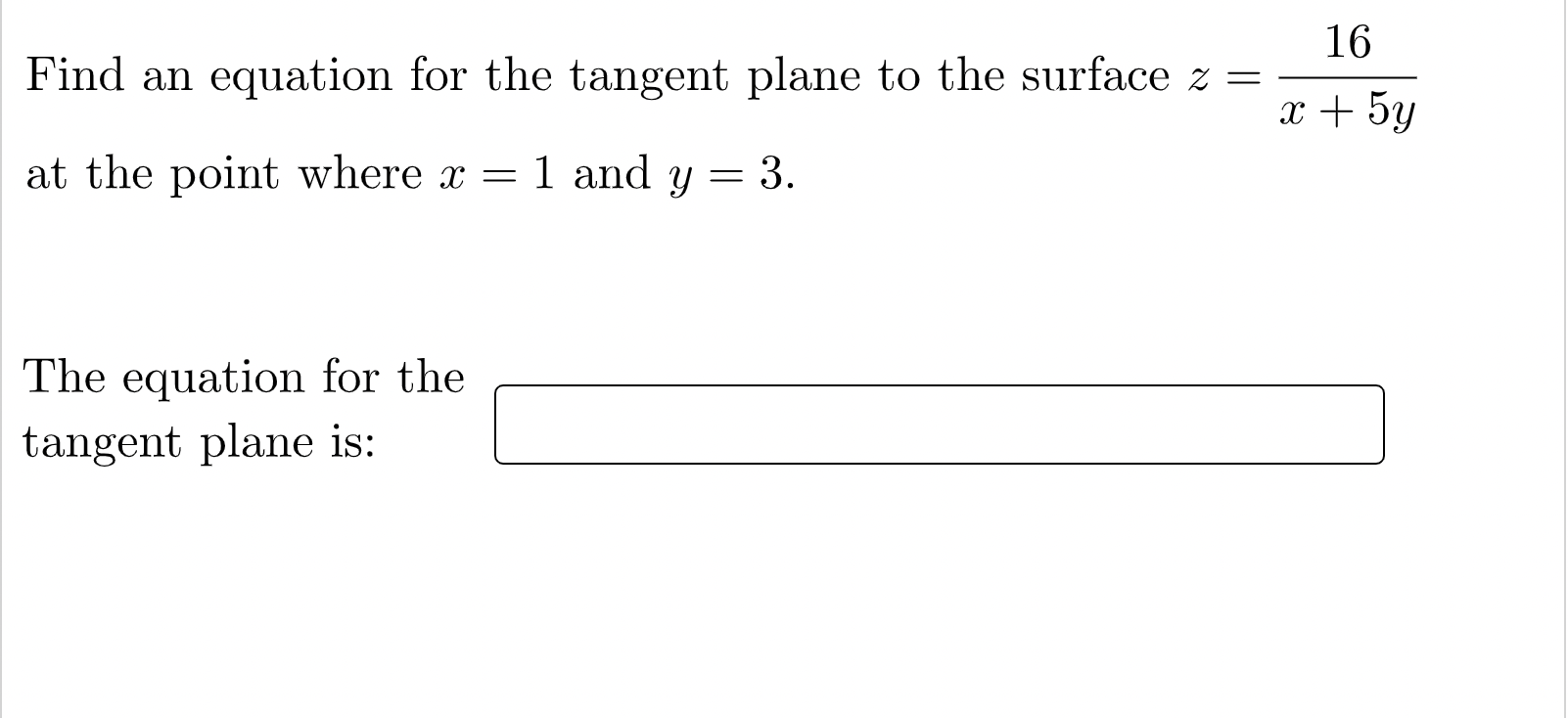 Solved Find an equation for the tangent plane to the surface | Chegg.com