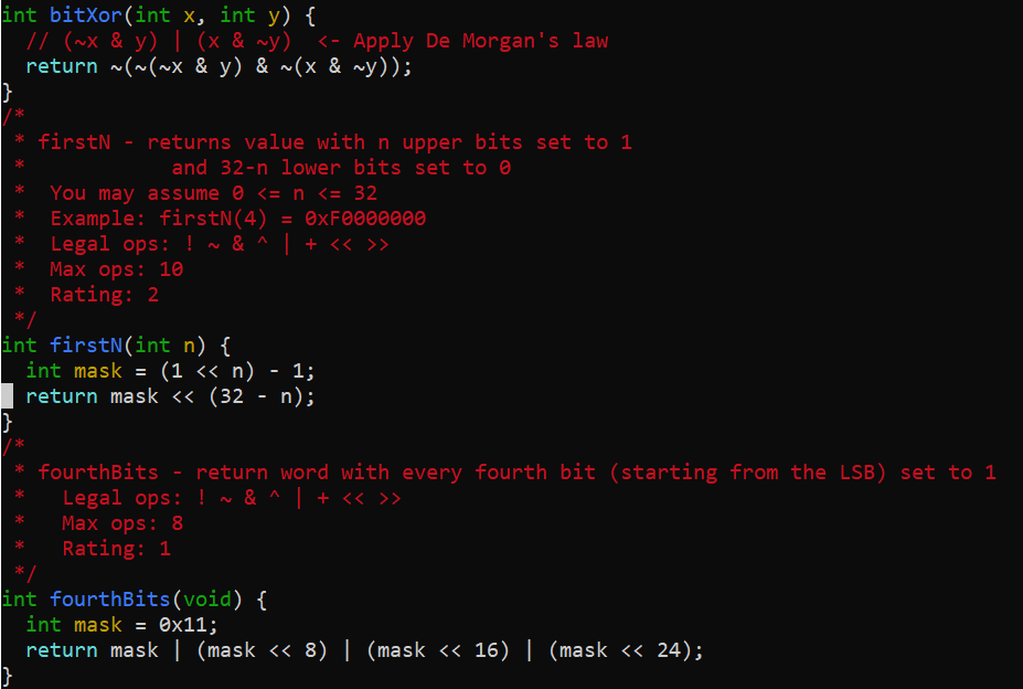 Solved Int Bitor Int X Int Y Return ∼∼xand∼y ∗ ∗ 