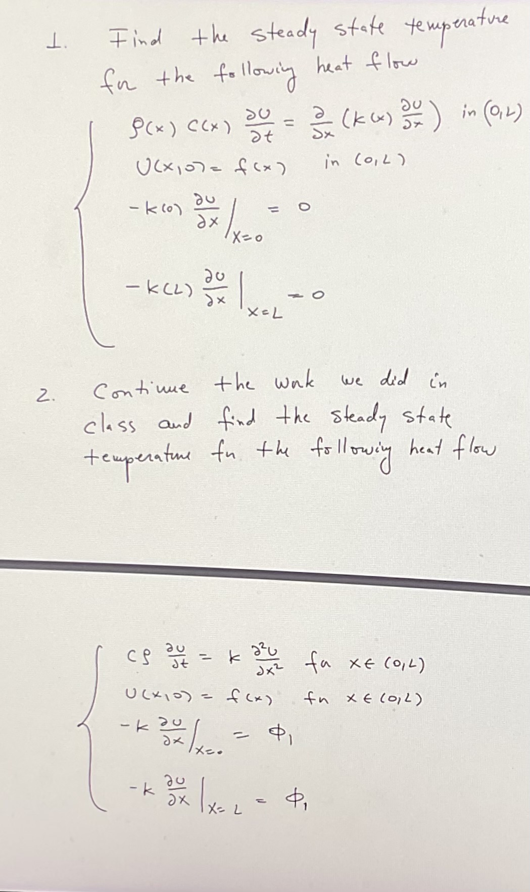 1. Find the steady state temperature for the | Chegg.com