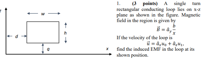 Solved W 1. (3 points) A single turn rectangular conducting | Chegg.com