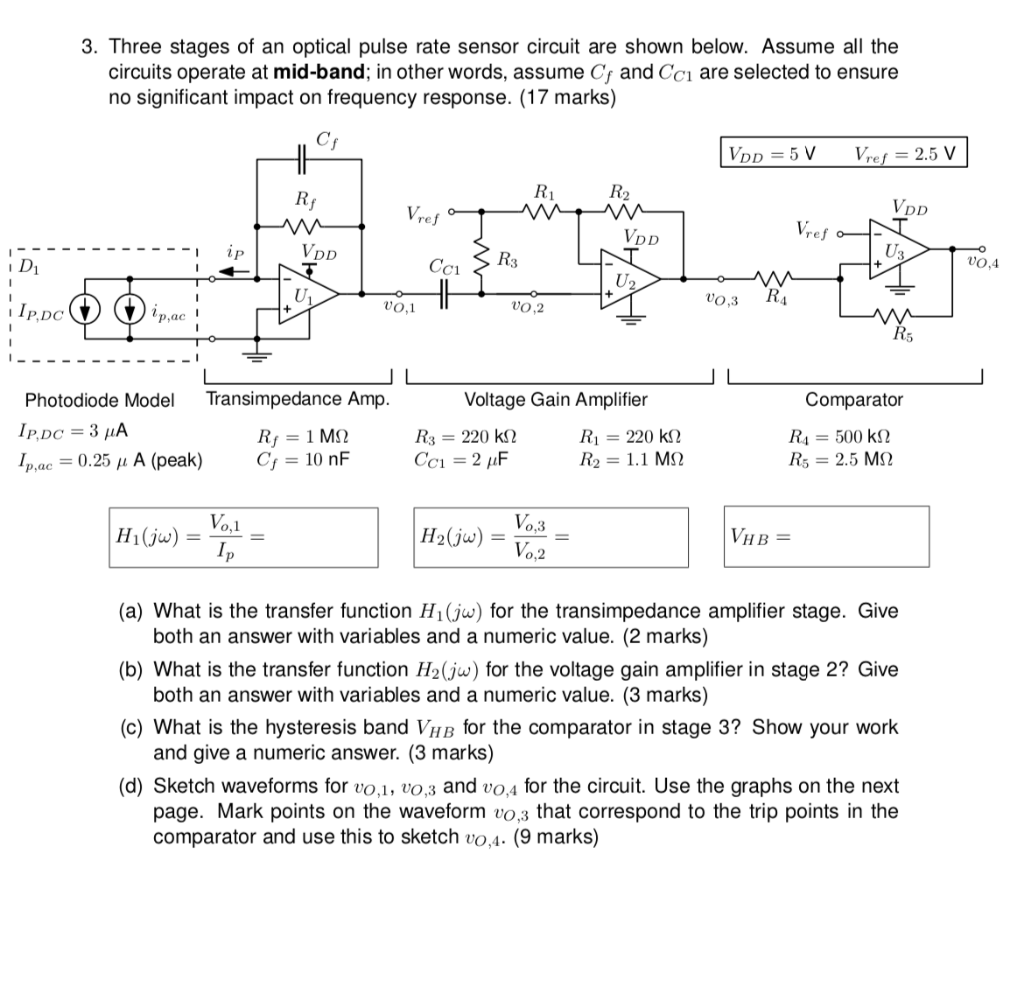 3. Three stages of an optical pulse rate sensor | Chegg.com