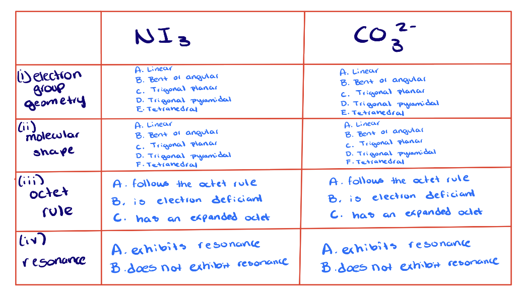 Solved Draw The Lewis Structure For Each Species Below Then
