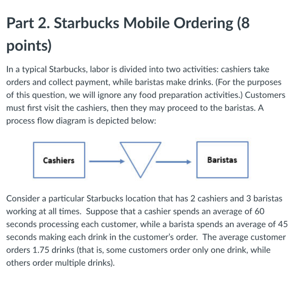 Solved Part 2. Starbucks Mobile Ordering (8 points) In a | Chegg.com