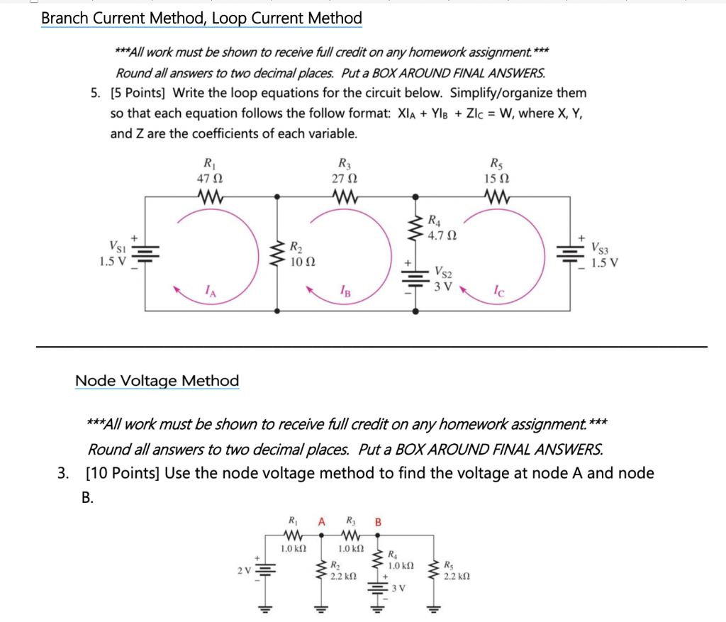 Solved Branch Current Method, Loop Current Method ***All | Chegg.com