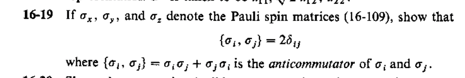 Solved 16-19 If Ox, Oy, and o, denote the Pauli spin | Chegg.com