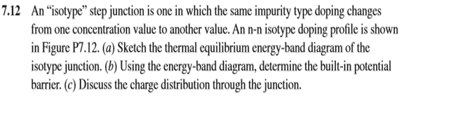 Solved 7.12 An "isotype" step junction is one in which the | Chegg.com