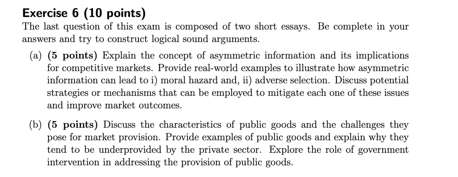 Solved Exercise 6 (10 points) The last question of this exam | Chegg.com