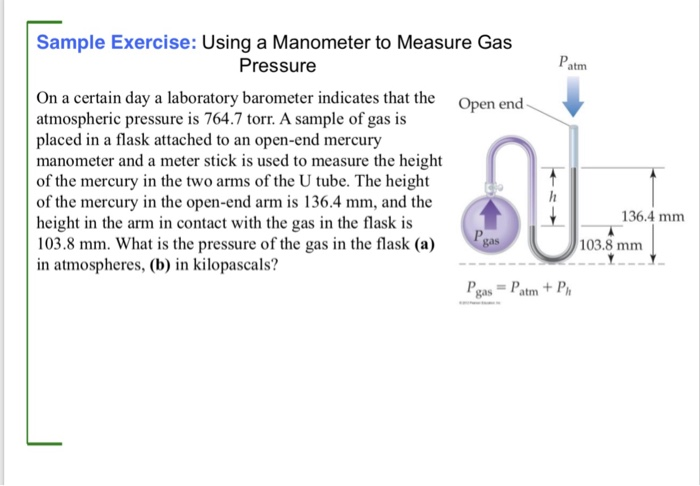 Solved Sample Exercise: Using a Manometer to Measure Gas | Chegg.com