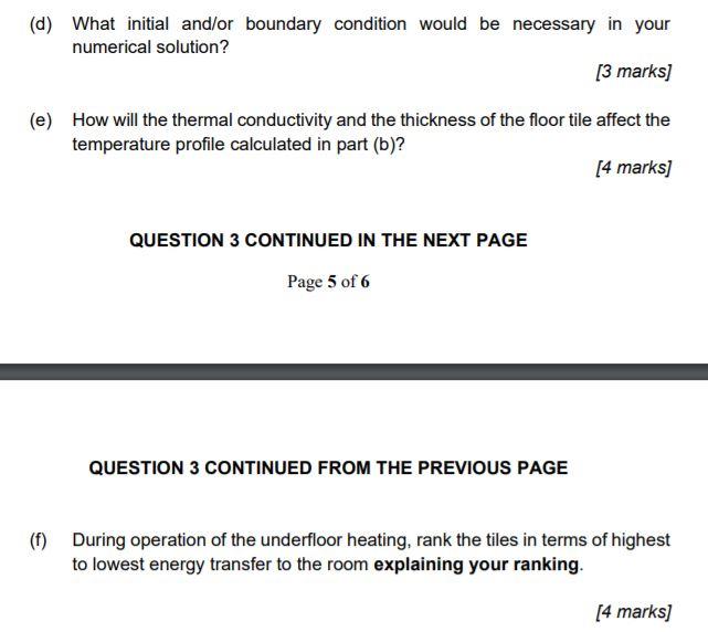 Solved (a) Assuming an initial floor temperature of 15oC | Chegg.com