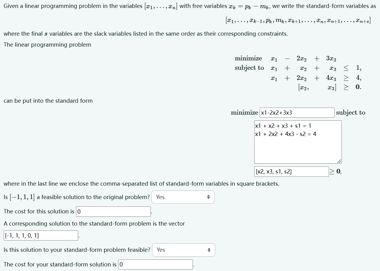 Solved Given a linear programming problem in the variables | Chegg.com