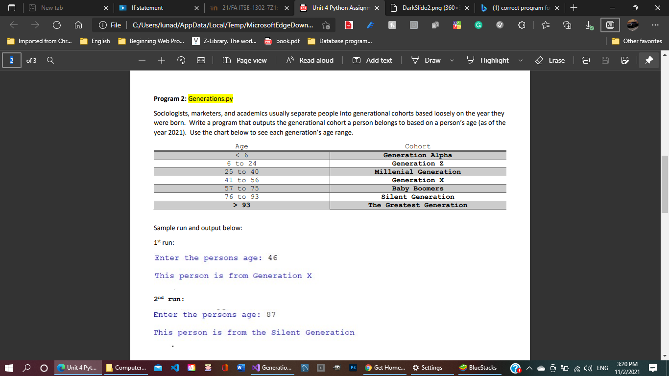 Solved - New tab If statement in 21/FA ITSE-1302-771: PDF | Chegg.com