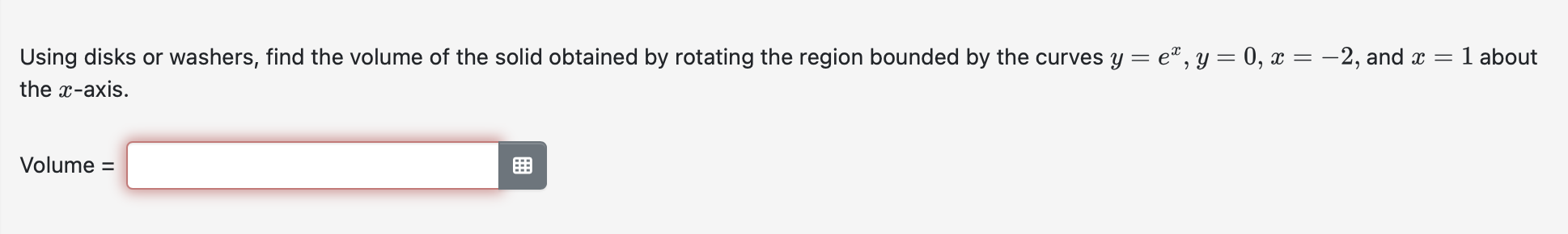 Solved Using disks or ﻿washers, find the volume of ﻿the | Chegg.com