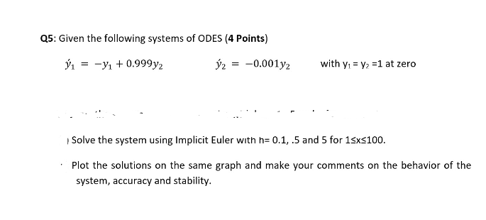 Solved Q5: Given the following systems of ODES (4 Points) Ýi | Chegg.com
