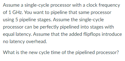 Solved Assume a single-cycle processor with a clock | Chegg.com