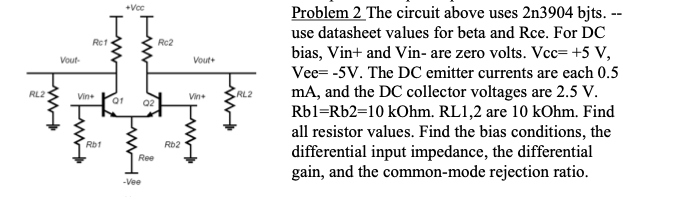 Solved Voc TT Rc1 Rc2 Vour Vout RL2 w Vine Vine RL2 01 | Chegg.com