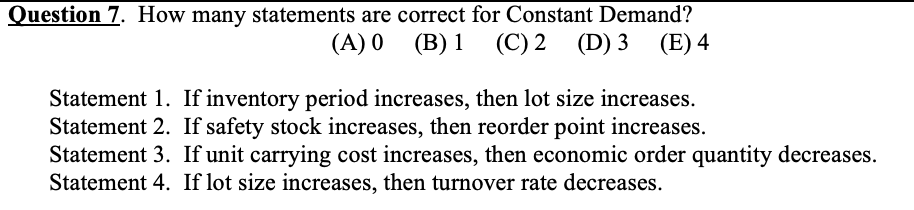 Solved Question 7. How many statements are correct for | Chegg.com