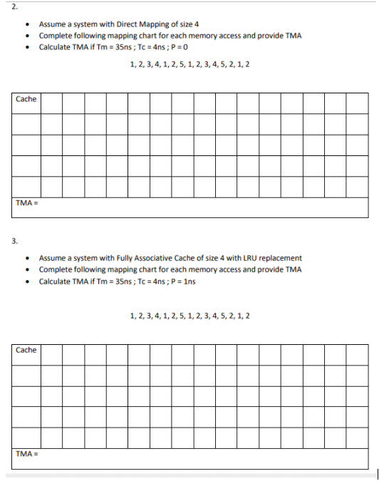 2. • Assume a system with Direct Mapping of size 4 • | Chegg.com