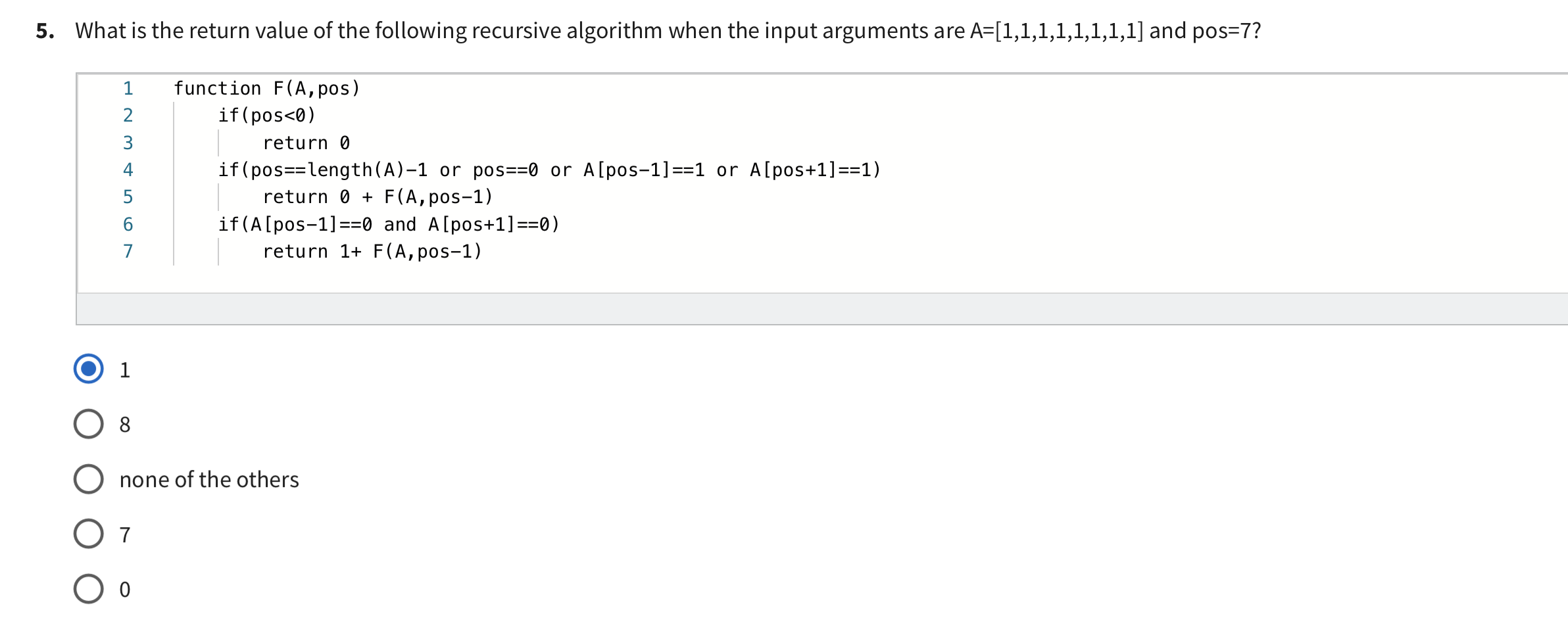 Solved What is the return value of the following recursive | Chegg.com