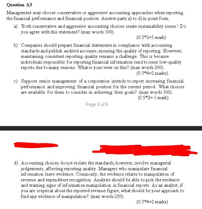 Solved Question A3 Management may choose conservative or | Chegg.com