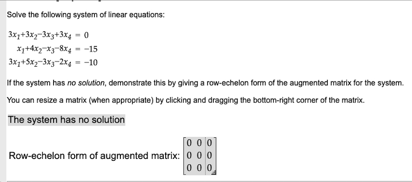Solved Solve the following system of linear equations: | Chegg.com