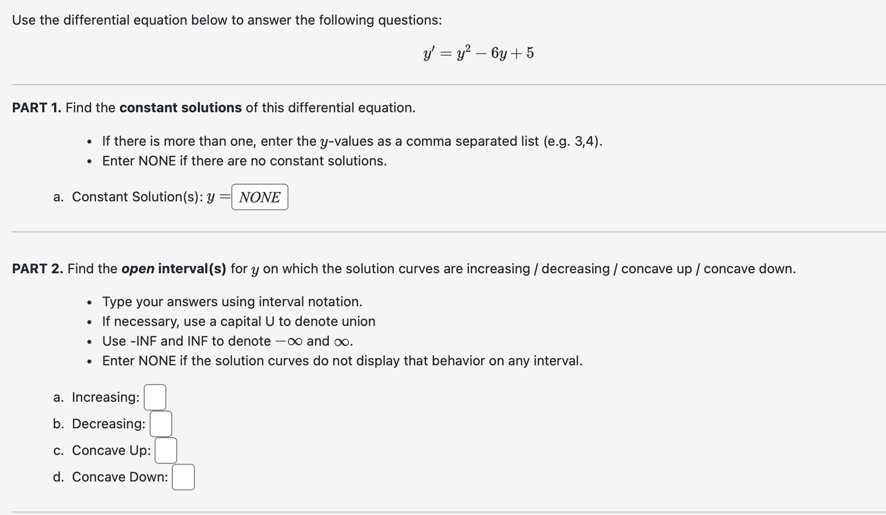 Solved Use the differential equation below to answer the | Chegg.com