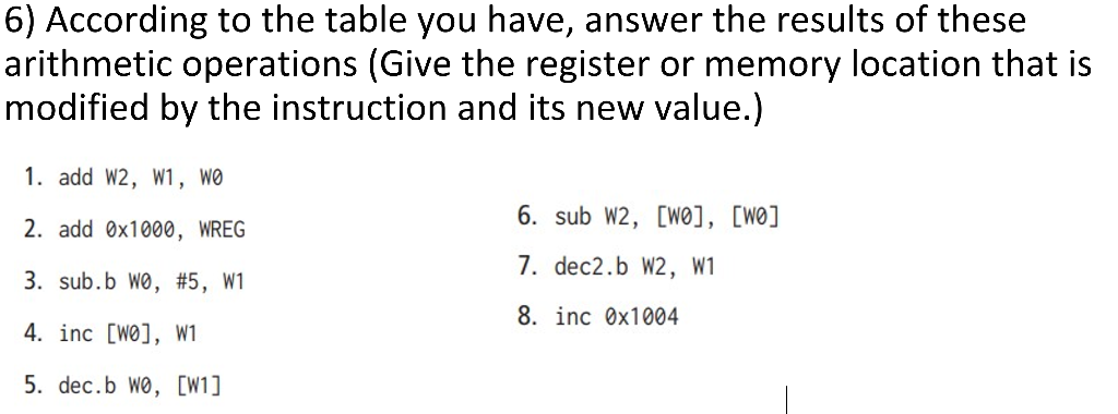 Solved 6) According to the table you have, answer the | Chegg.com