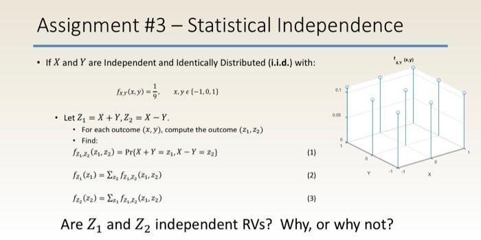 Solved Assignment #3 - Statistical Independence - (x,y) • If | Chegg.com
