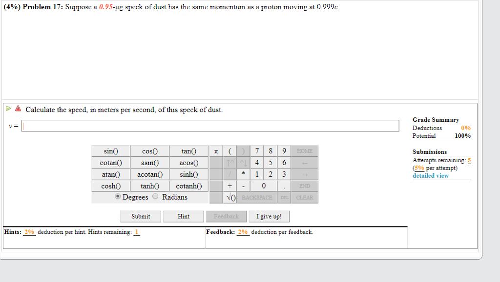 Solved (400) Problem 17: Suppose a 0.95-ug speck of dust has | Chegg.com