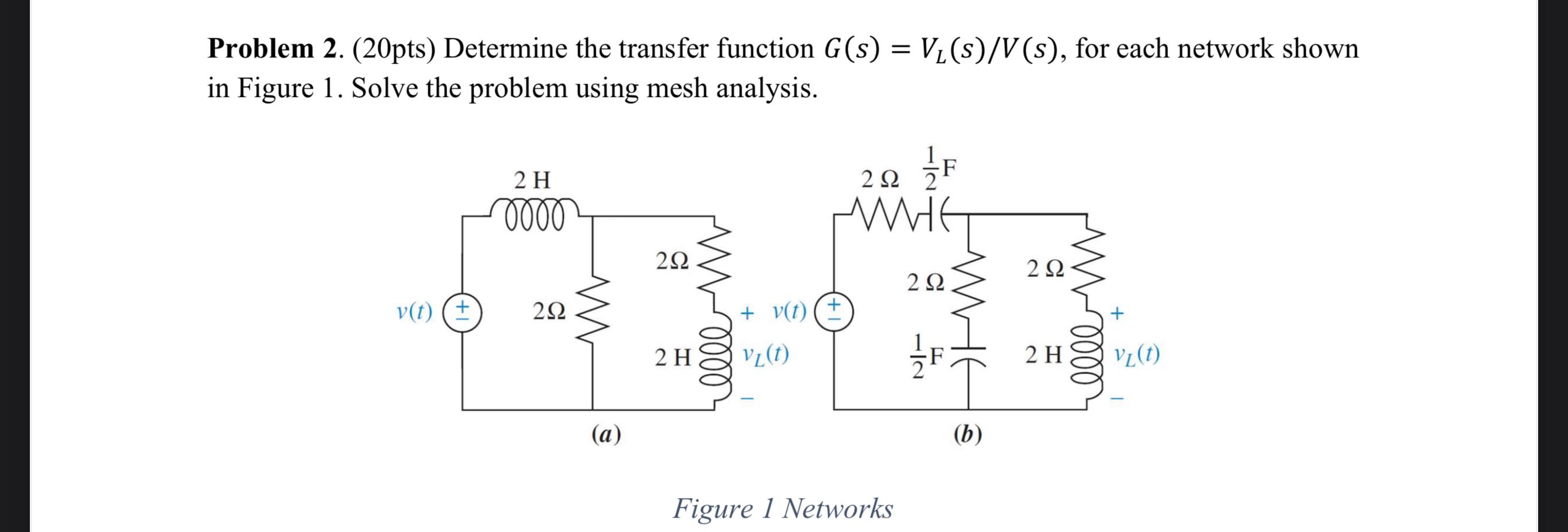 Solved Problem 2. (20pts) Determine the transfer function | Chegg.com Solved Problem 2. (20pts) Determine the transfer function | Chegg.com