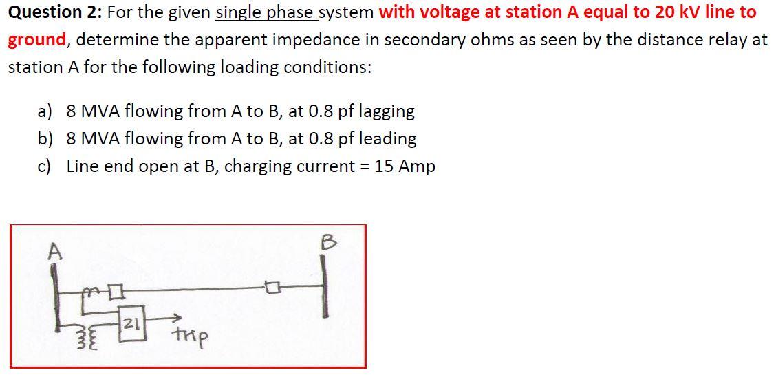 Solved Question 2: For the given single phase system with | Chegg.com