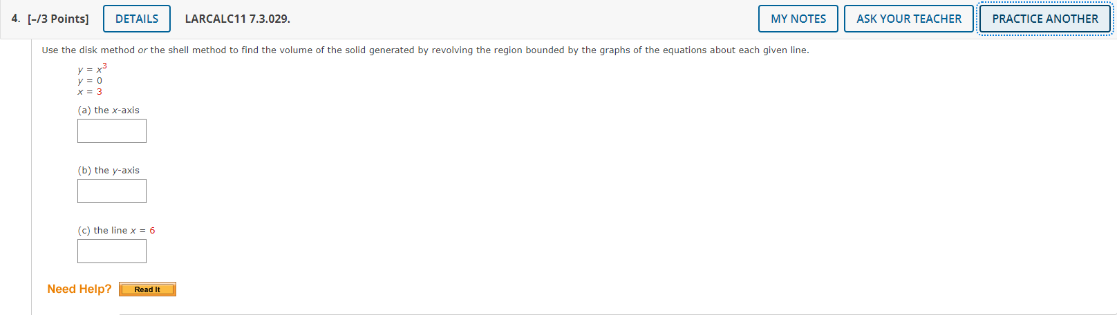 Solved 4. [-/3 Points] DETAILS LARCALC11 7.3.029. MY NOTES | Chegg.com