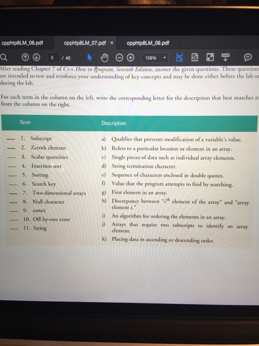 Solved After reading Chapter 7 of C_+ + How to program, | Chegg.com