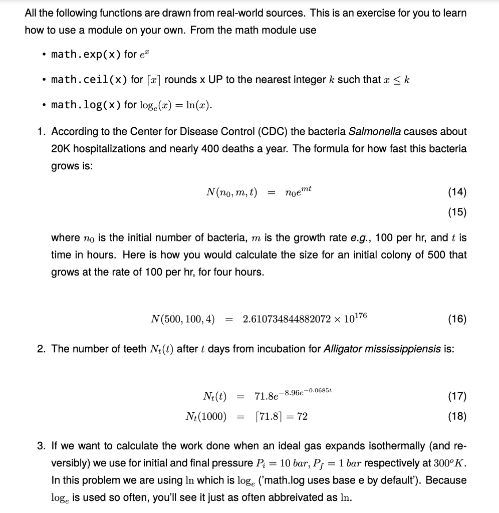 Solved All the following functions are drawn from real-world | Chegg.com