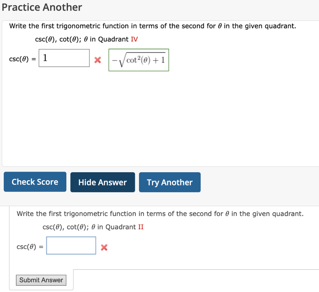 Solved Practice Another Write the first trigonometric | Chegg.com
