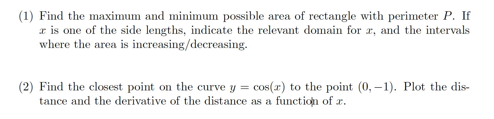 Solved (1) Find the maximum and minimum possible area of | Chegg.com