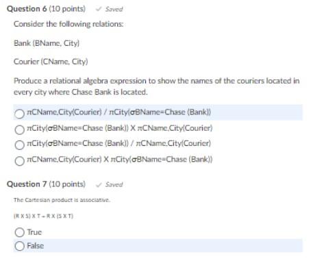 Solved Question 6 (10 points) ∼ srved Consider the following | Chegg.com