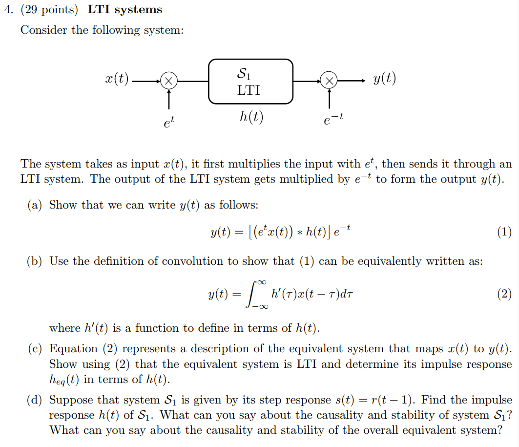 Solved 4. (29 points) LTI systems Consider the following | Chegg.com