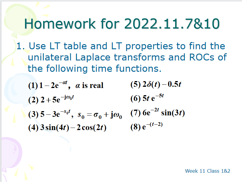 Solved 1. Use LT table and LT properties to find the | Chegg.com