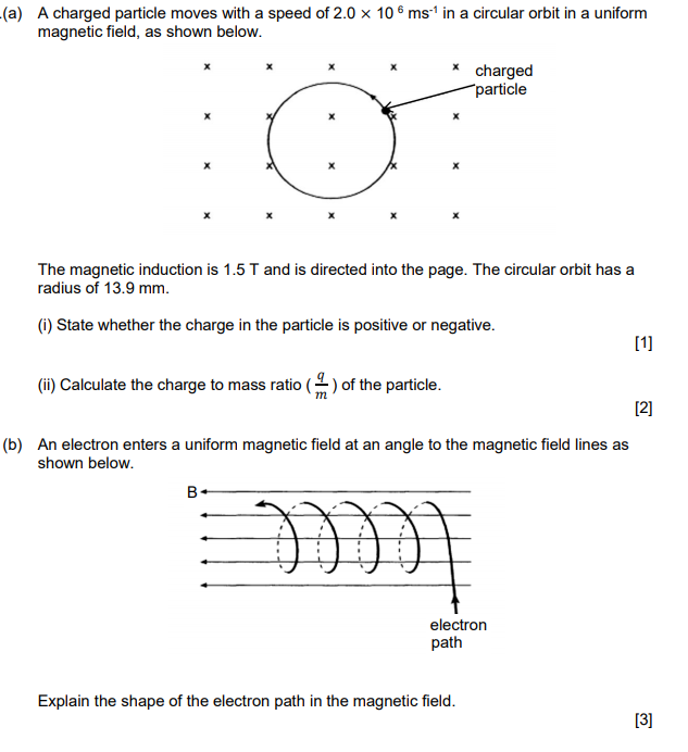 Solved (a) A charged particle moves with a speed of 2.0 x | Chegg.com