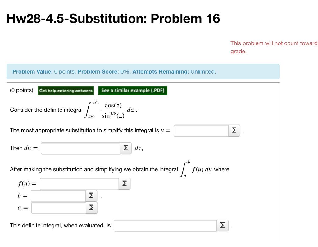 Solved Hw28-4.5-Substitution: Problem 16 This problem will | Chegg.com