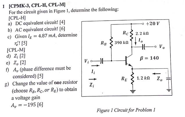 Solved 1 [CPMK-3, CPL-H, CPL-M] For the circuit given in | Chegg.com
