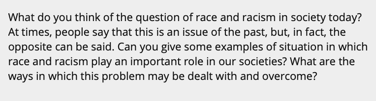 Solved What do you think of the question of race and racism | Chegg.com