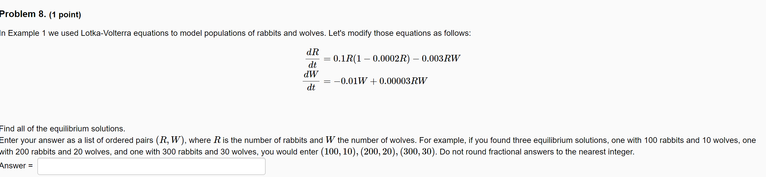 Solved Problem 8. (1 point) In Example 1 we used | Chegg.com