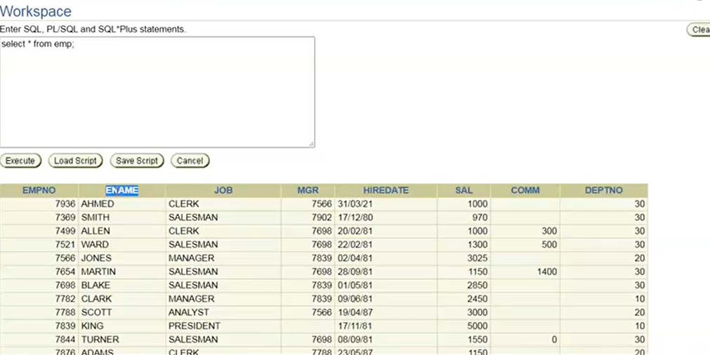 Solved write PL/SQL block to print out all employees names | Chegg.com