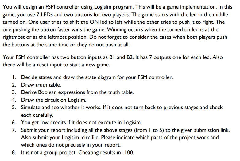You will design an FSM controller using Logisim | Chegg.com