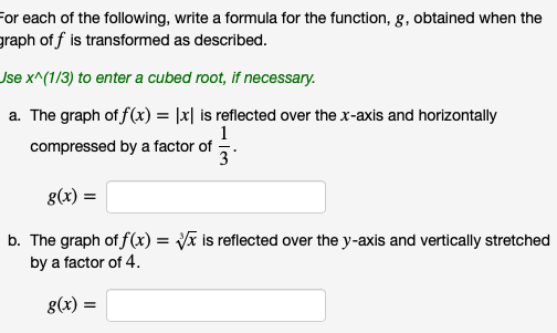 Solved For each of the following, write a formula for the | Chegg.com